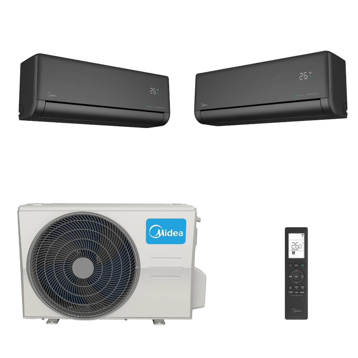 Midea Solstice 12/18 Duo Split Klimaanlagen Set Schwarz online bestellen | solarspeicher24