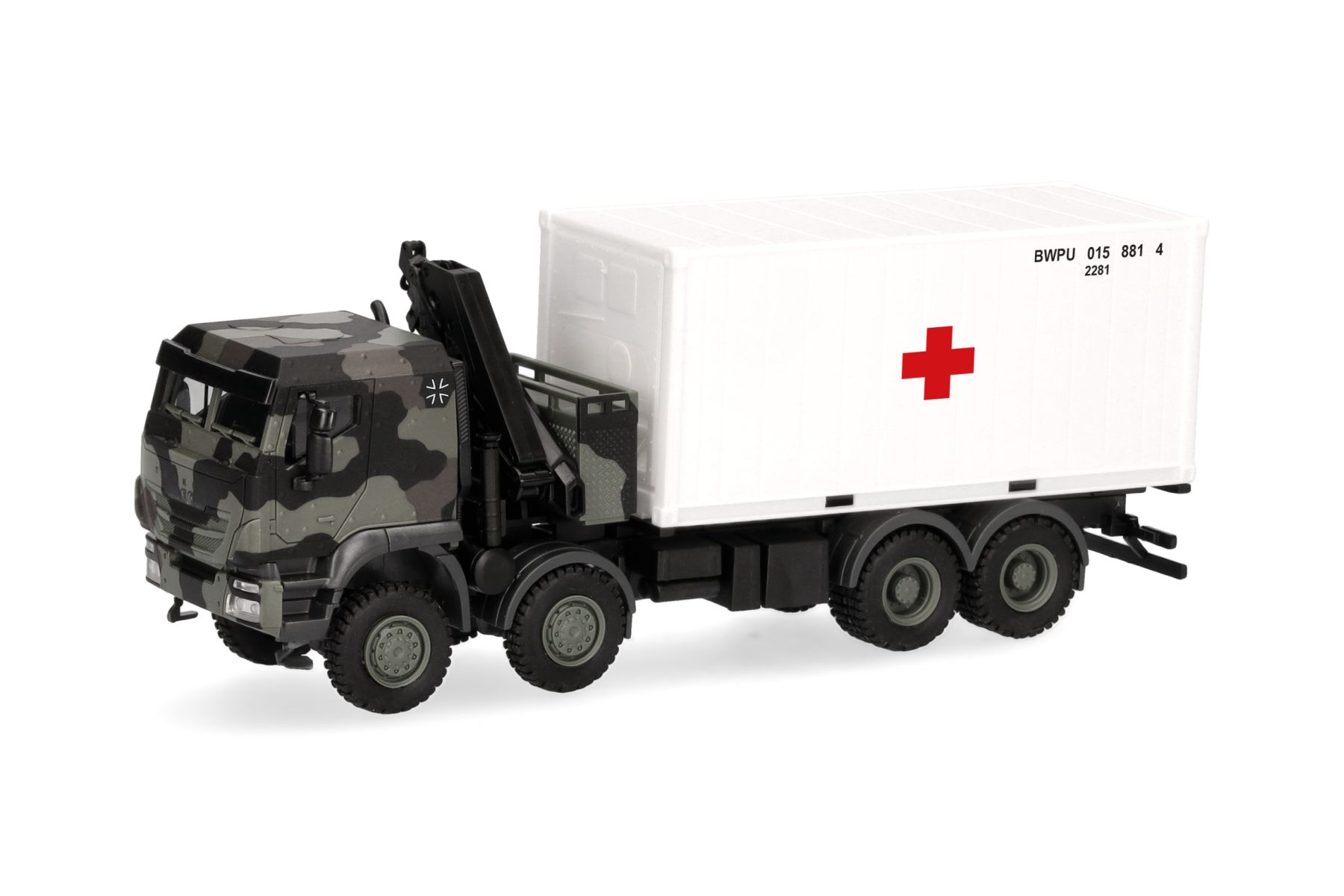 Herpa 747288 - Iveco Trakker 8x8 mit Ladekran 20 ft. Container "Bundeswehr"