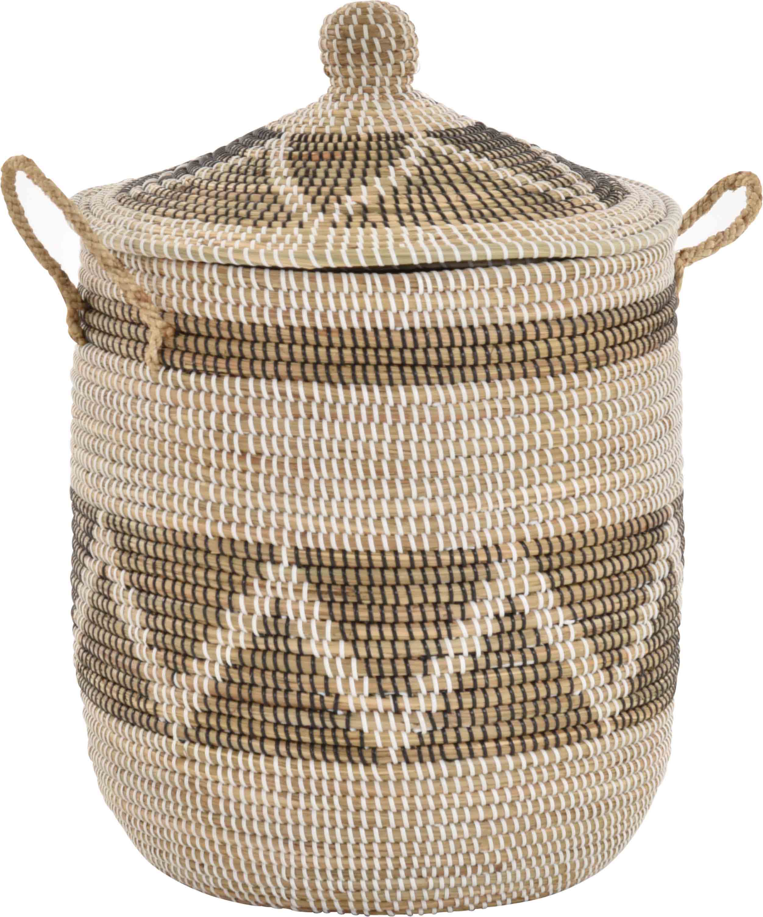 Runder Aufbewahrungs-Korb mit Deckel Afrika-Stil | Natur | Krines Home