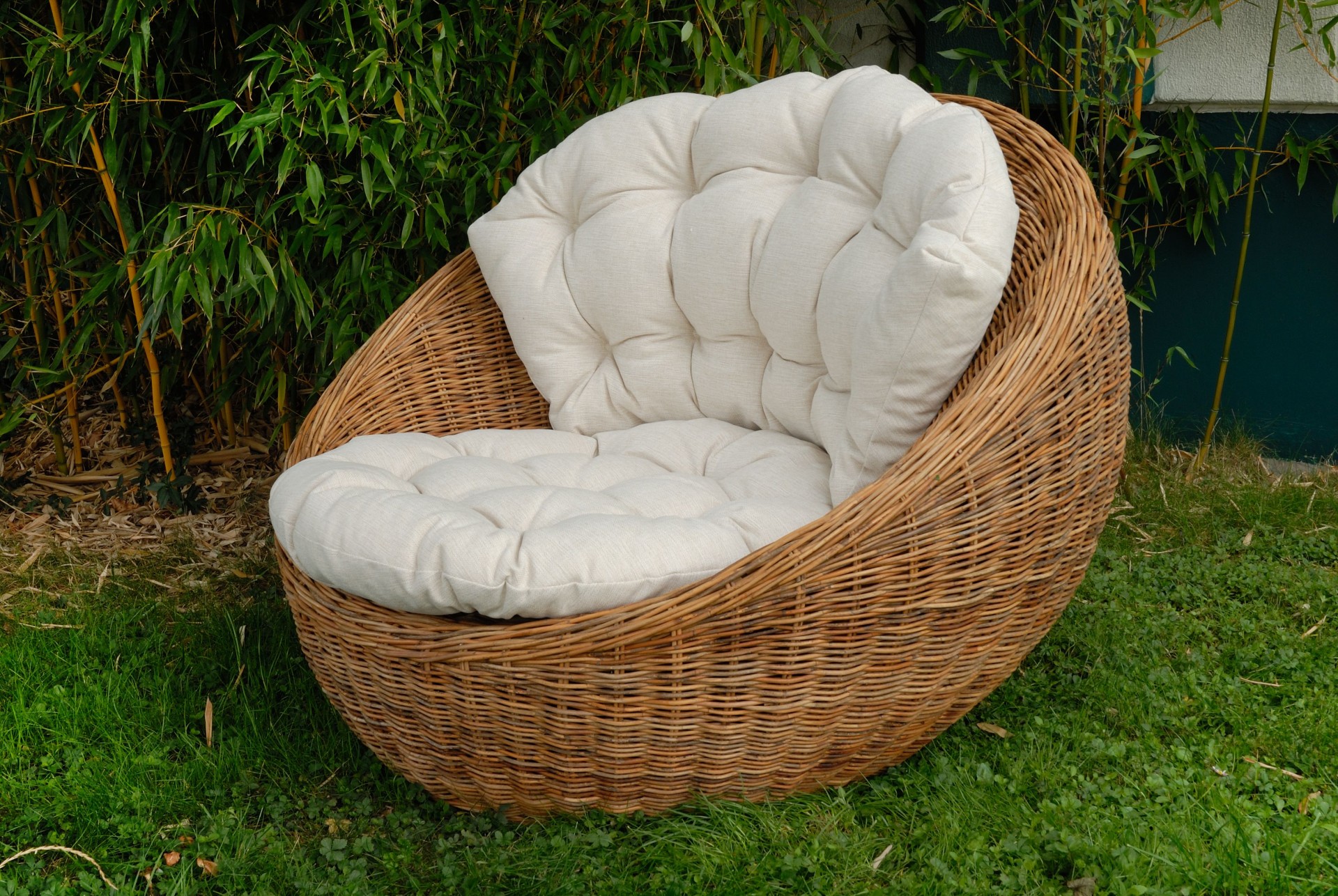Rundsessel XL aus Rattan 120cm | Boondott | Krines Home