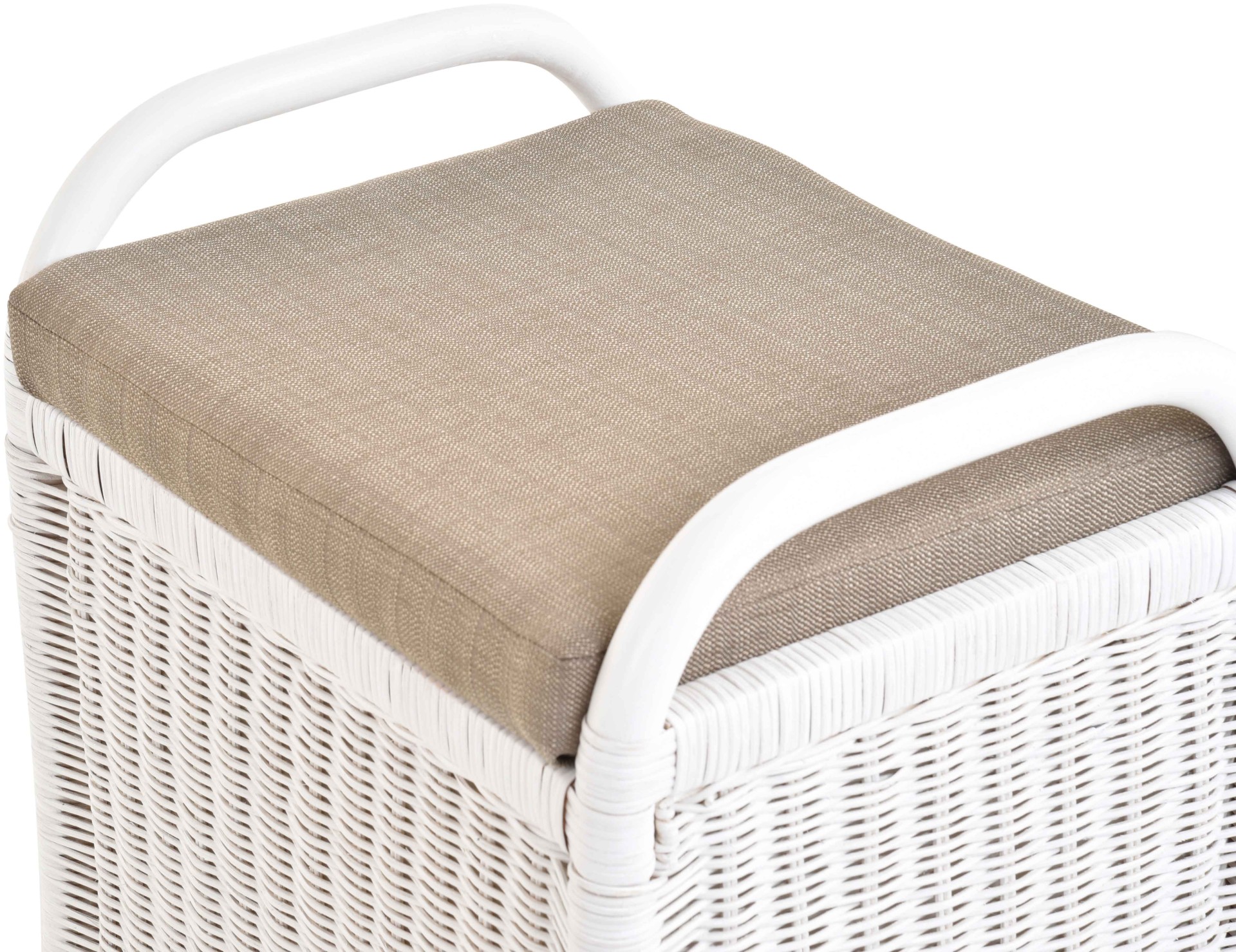 Badhocker mit Stauraum aus Rattan | Weiss | Krines Home