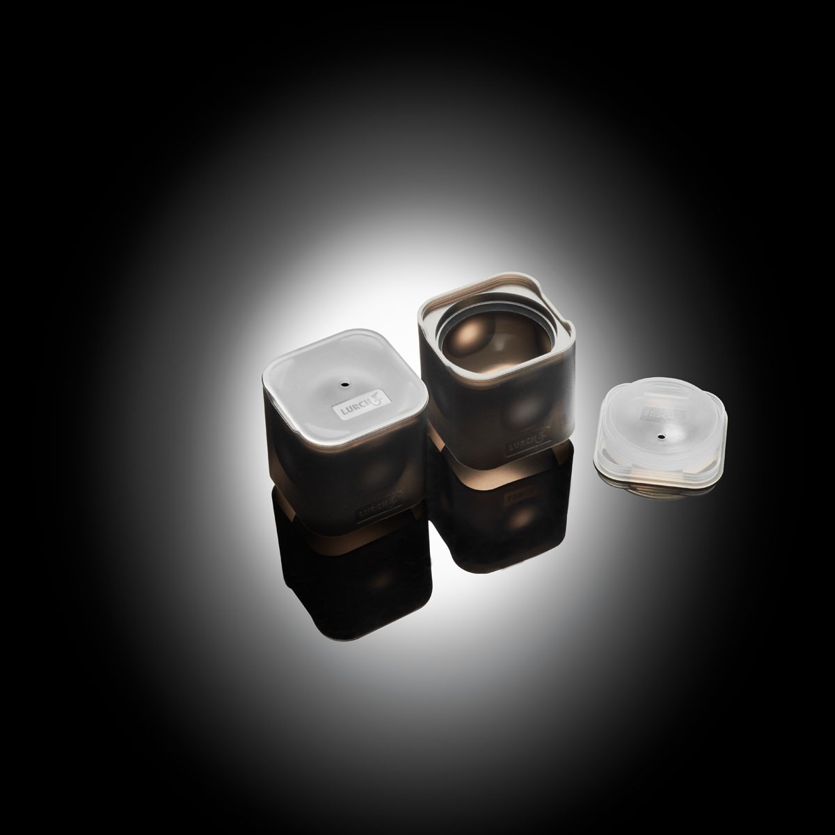 LURCH ICE FORMER Ball Ø6cm 2erSet schwarz Eiswürfelform mit Deckel ...