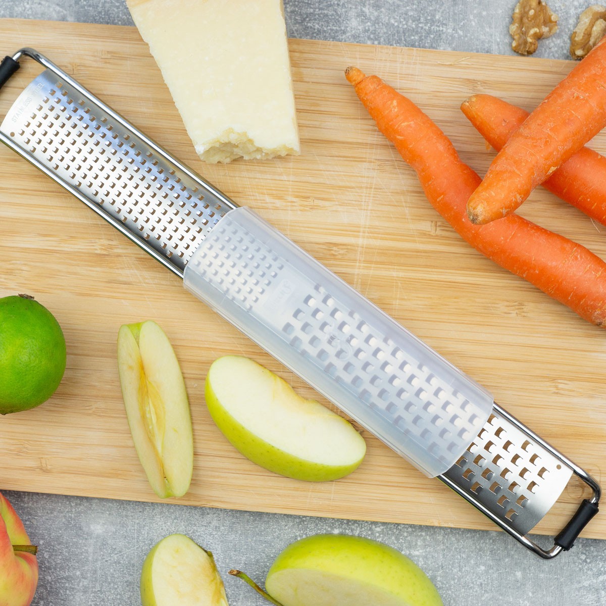 LURCH Reibe Duo für feine & mittelgroße Raspel aus Obst, Gemüse, Käse ...