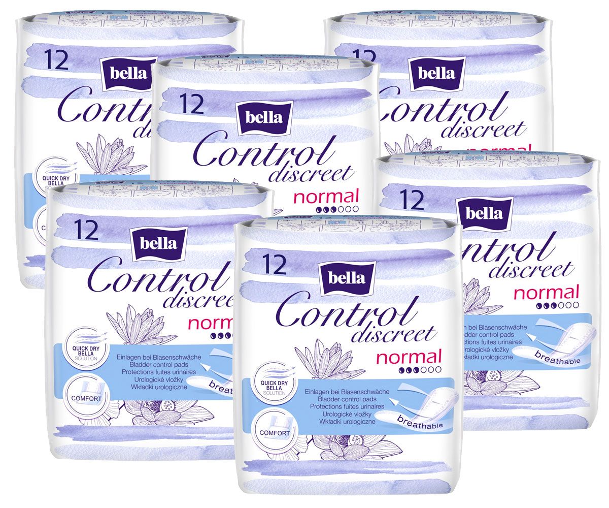 Bella Control Discreet - NORMAL - Hygieneeinlagen - 6x12 Stück Pack